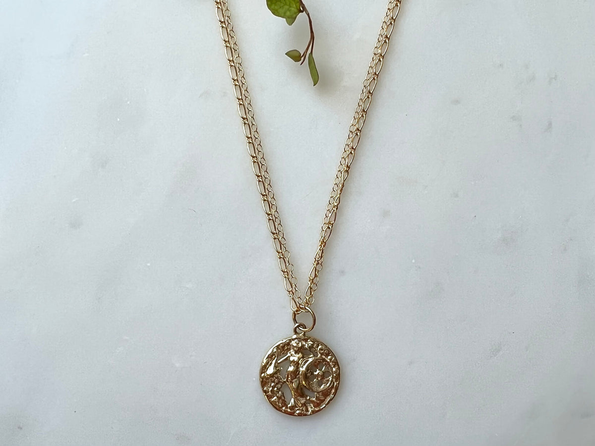 Goddess of Luck "Fortuna" Pendant 14K Gold / 幸運の女神"フォトゥナ” ペンダント 14K Go ...